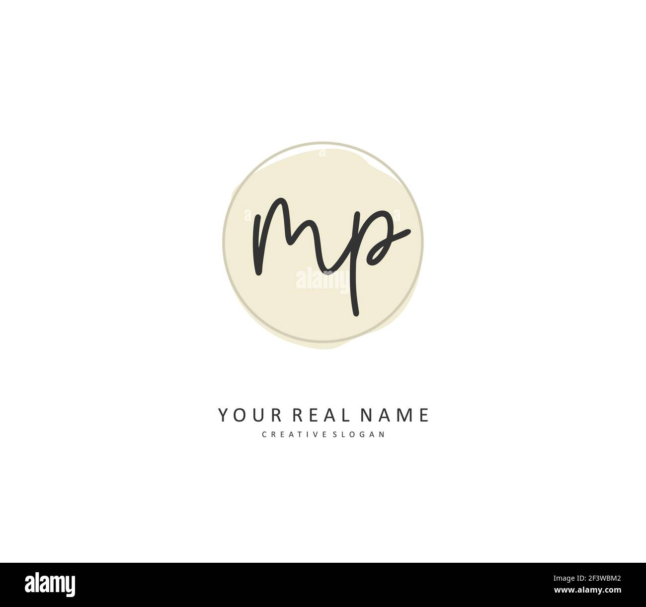 MP Initial letter handwriting and signature logo. A concept handwriting initial logo with ...