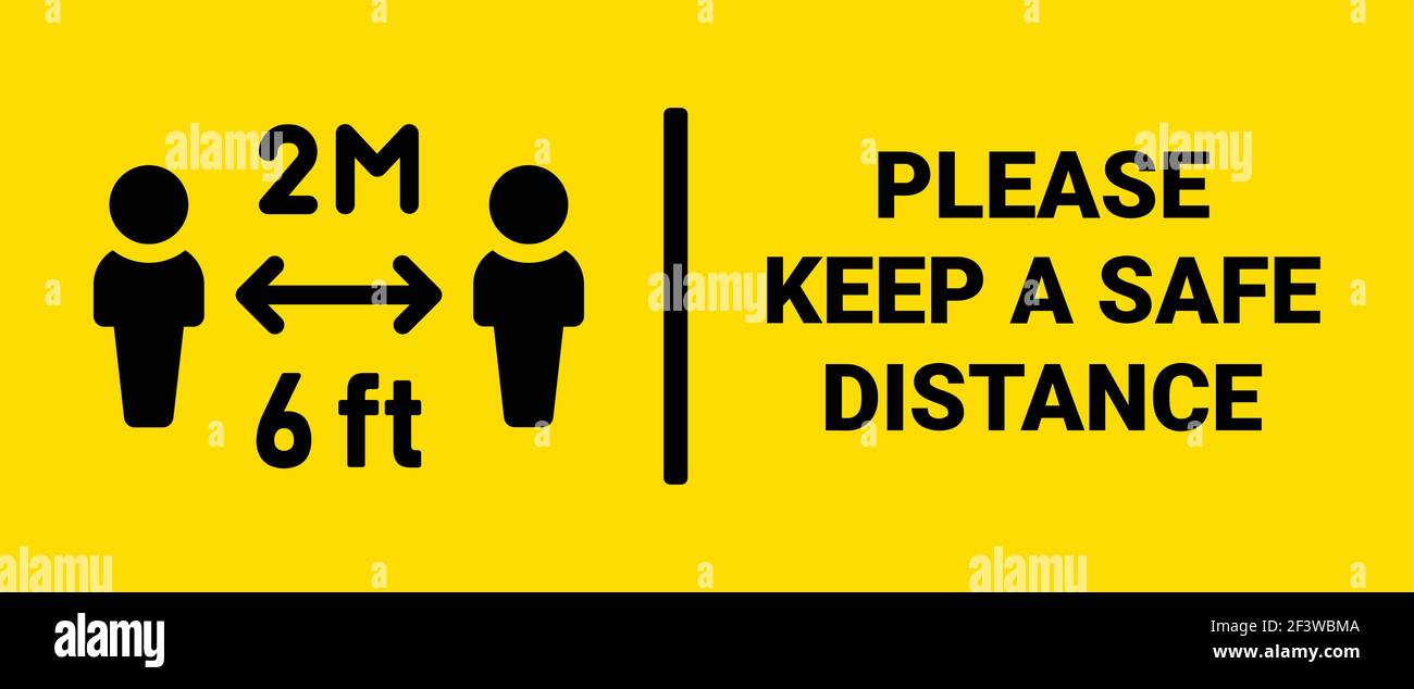Please keep a safe distance sign vector. Prevention measures distancing ...