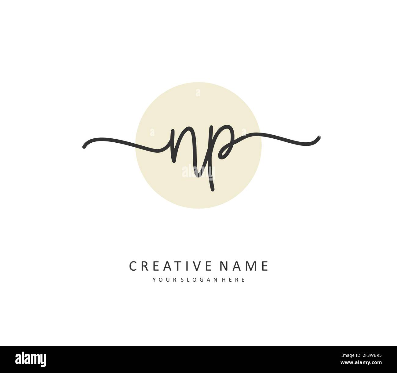NP Initial letter handwriting and signature logo. A concept handwriting ...