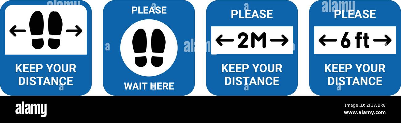 Social Distancing 2 meters and 6 Foot Yellow Sign, Keep Your Distance ...