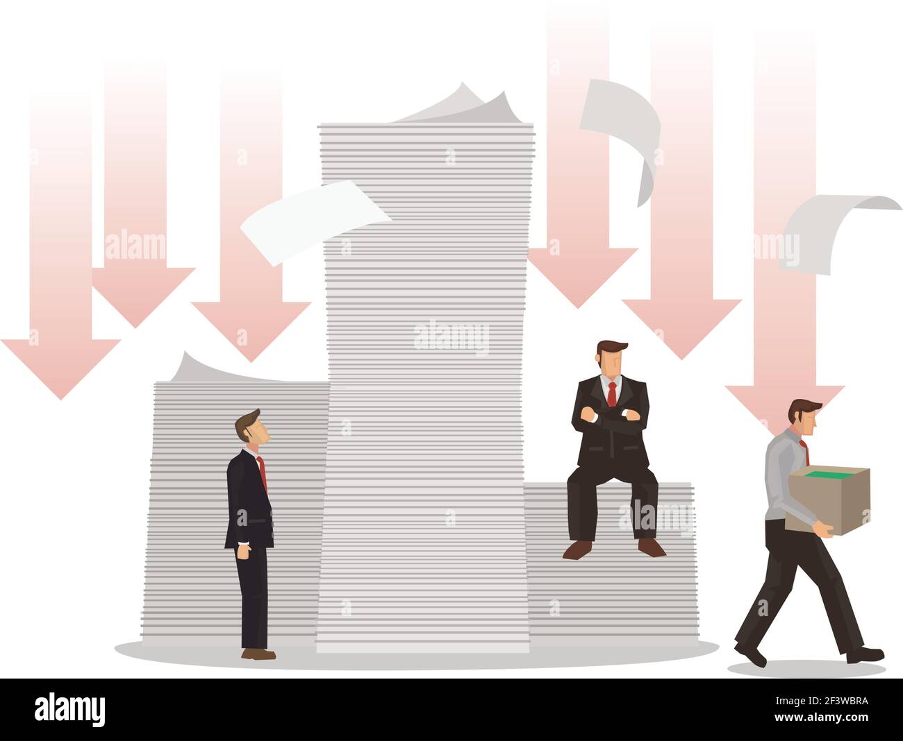 Businessmen with piles of debt. Concept of debts, bankruptcy or ...