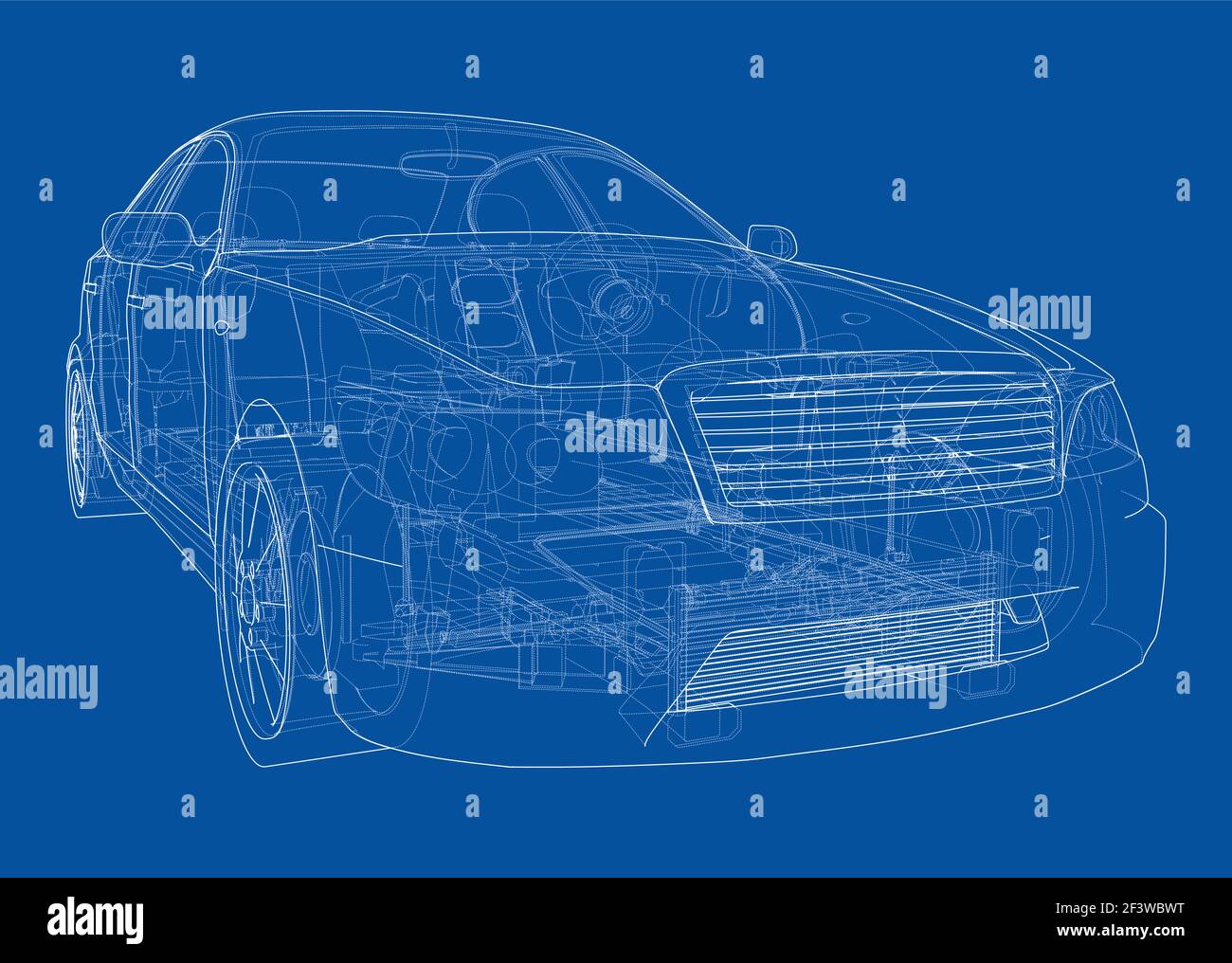 Electric Car With Chassis. Vector rendering of 3d Stock Vector Image ...
