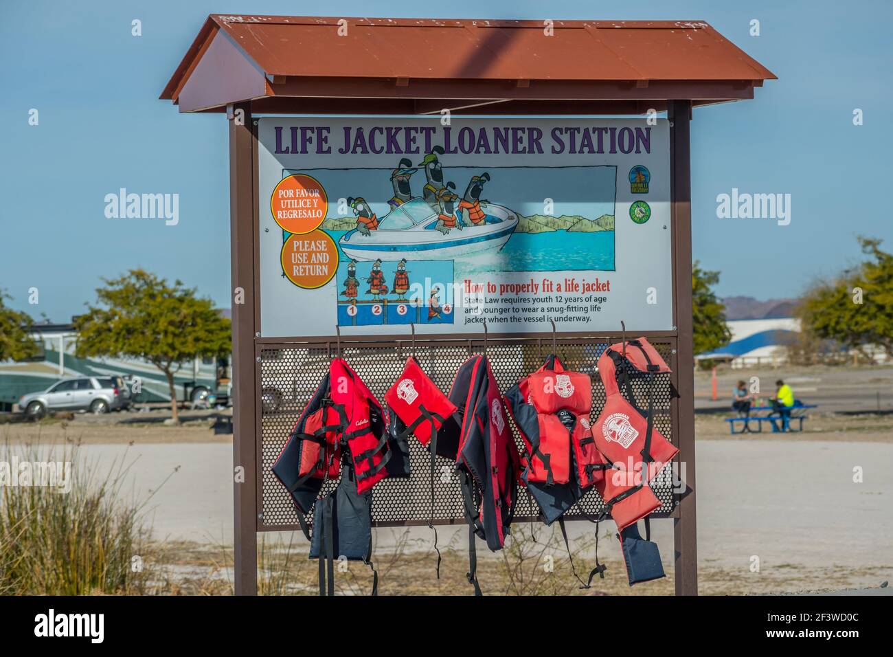 Lake Havasu, AZ, USA - January 1, 2020: Life Jacket Loaner Station ...