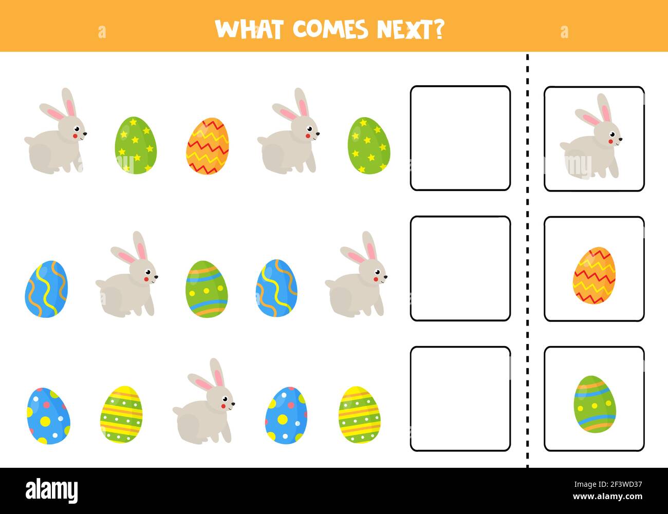 What comes next game with cute rabbit and Easter eggs. Educational ...