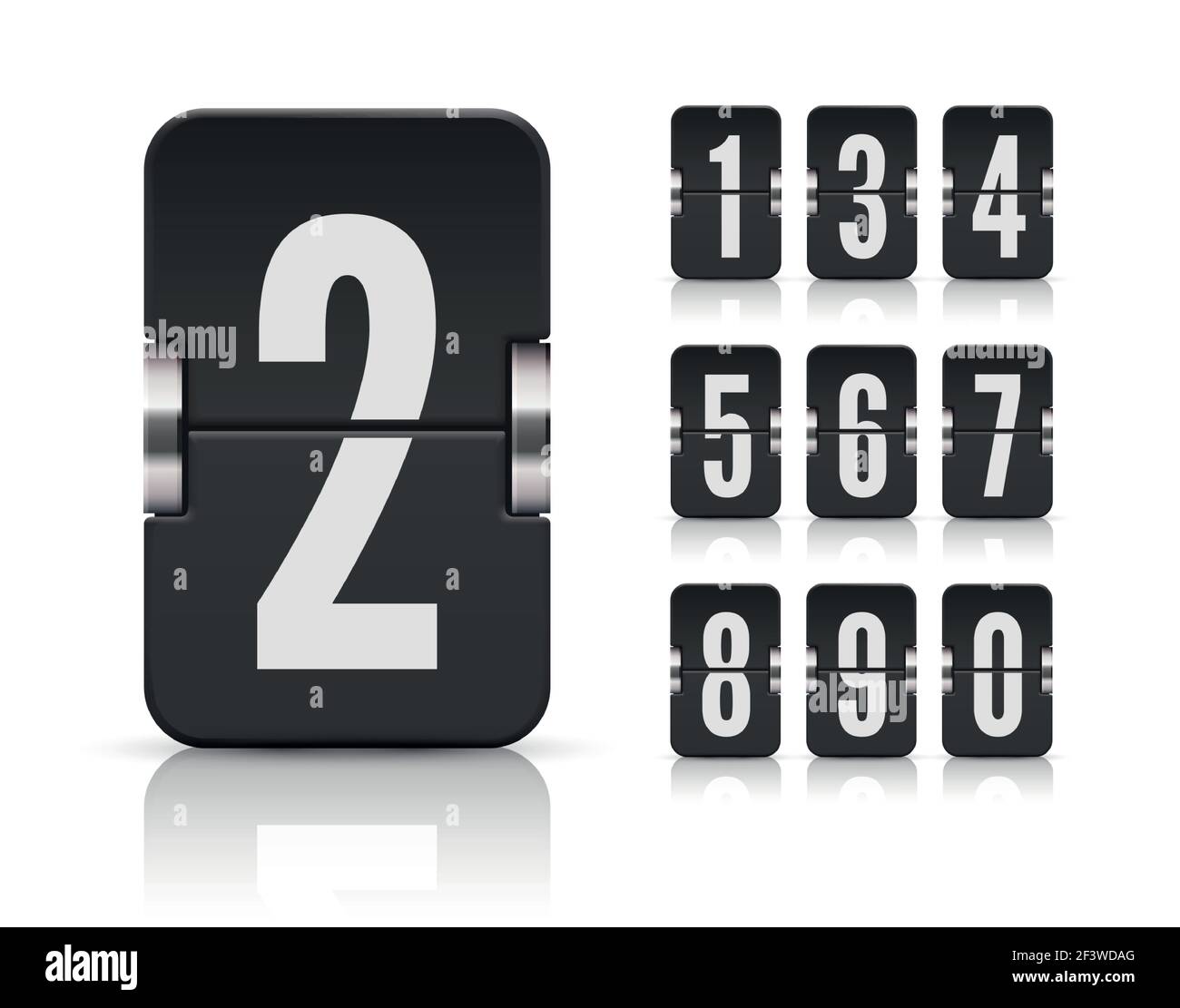 Numeric Flip Scoreboard Set With Reflections For Black Countdown Timer Or Web Page Watch Or