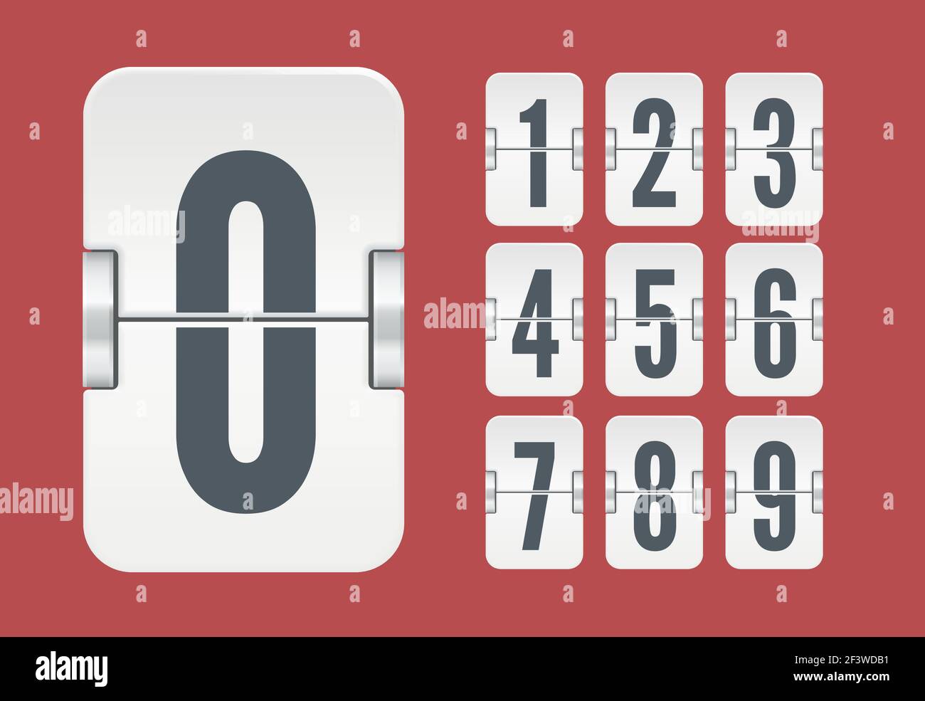 Vector template with light flip scoreboard numbers for white countdown ... Vector template with light flip scoreboard numbers for white countdown ...