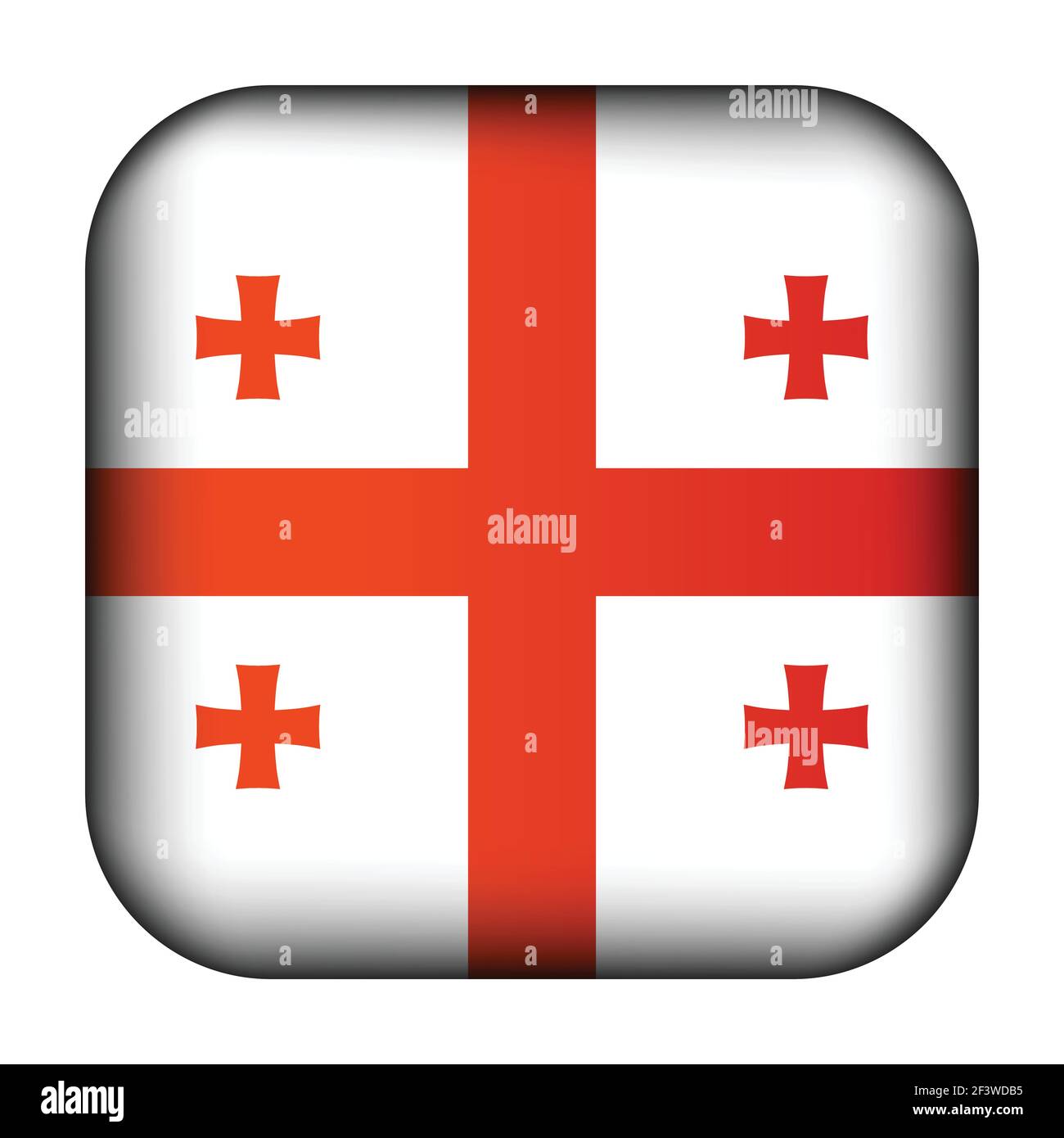 Glass light ball with flag of Georgia. Squared template icon. Georgian national symbol. Glossy ...