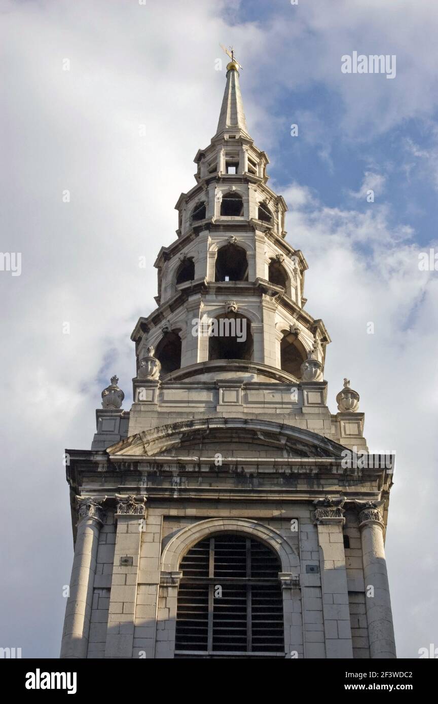The spire of the journalists' church - St Bride's near Fleet Street in ...