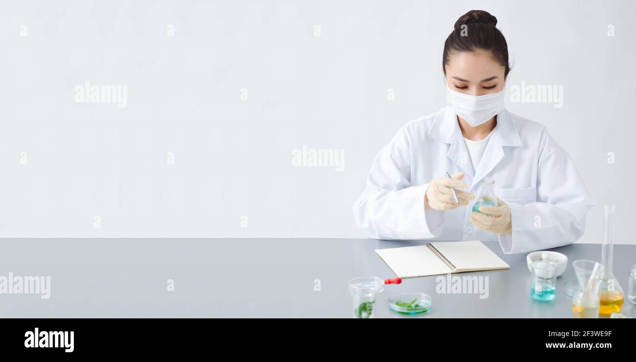 the scientist,dermatologist test cosmetic beauty skin care product ...