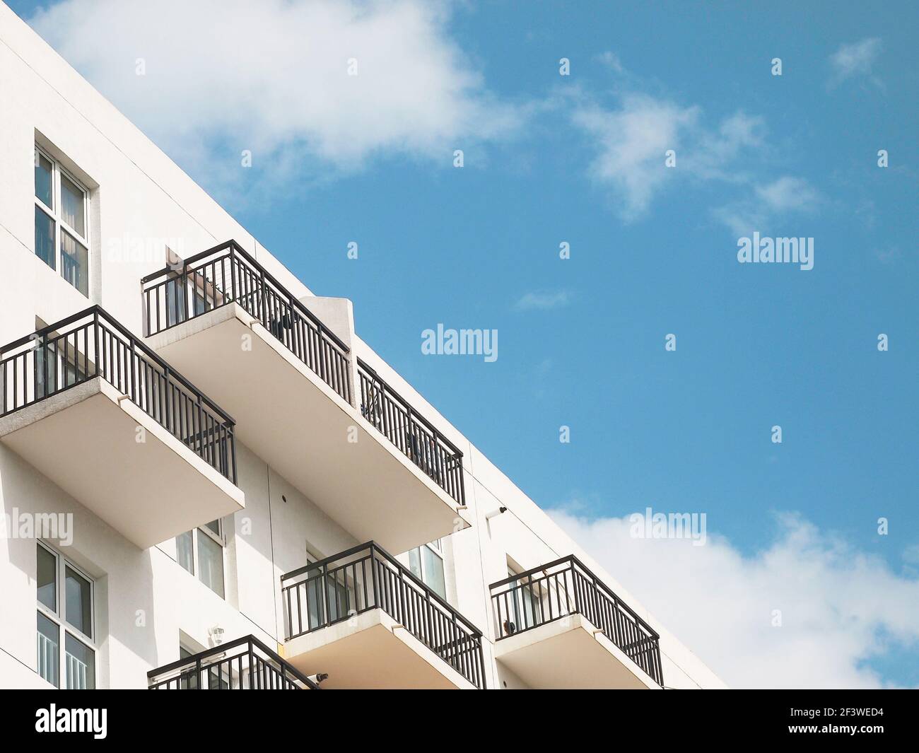 Minimalist residential building details. Building top view from the ...