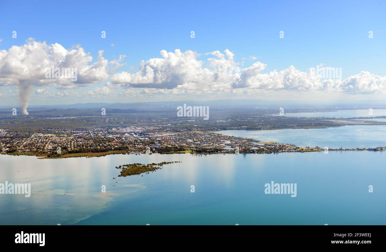 Aerial view of Raby Bay and Cleveland in Queensland, Australia Stock ...