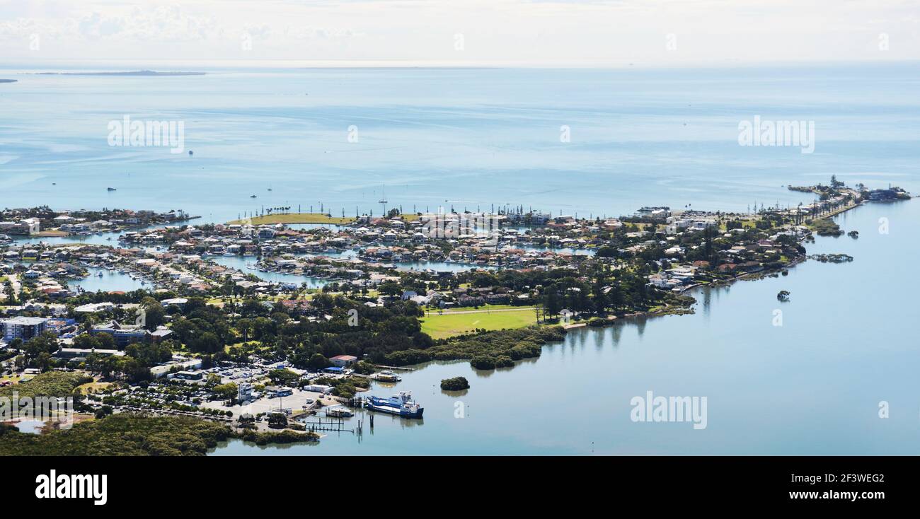 Aerial view of Raby Bay and Cleveland in Queensland, Australia Stock ...