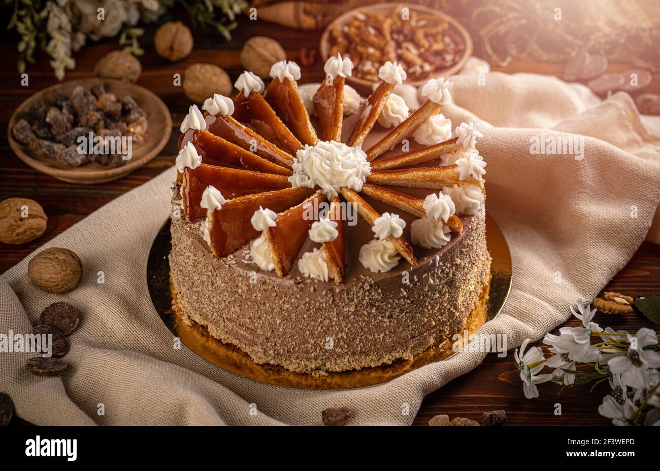 Big sized famous Hungarian Dobos cake with special caramelized top ...
