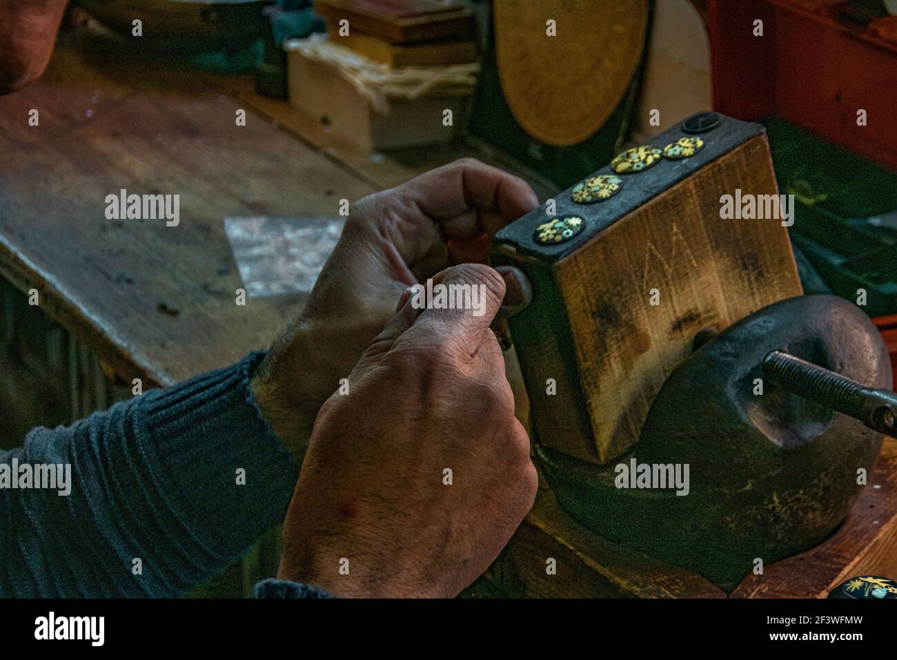 Work of the Art of Damascene of Toledo Stock Photo - Alamy