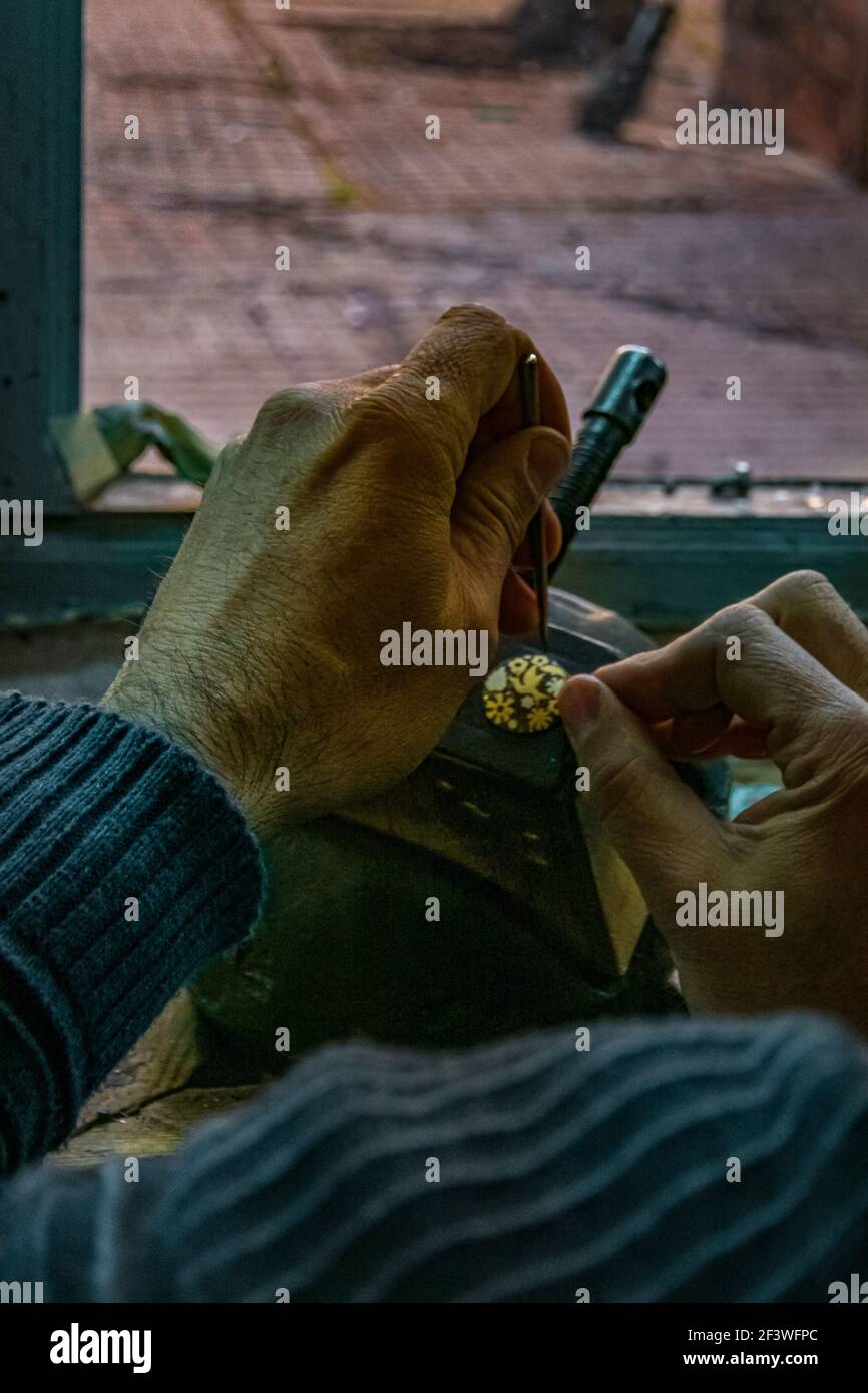 Work of the Art of Damascene of Toledo Stock Photo - Alamy