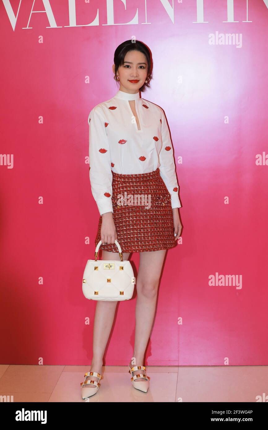 Chinese actress Li Qin, stands for a Valentino event in Shanghai, China ...
