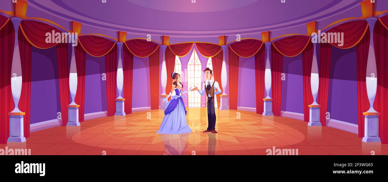 Prince and princess in royal castle ballroom Stock Vector Image & Art ...
