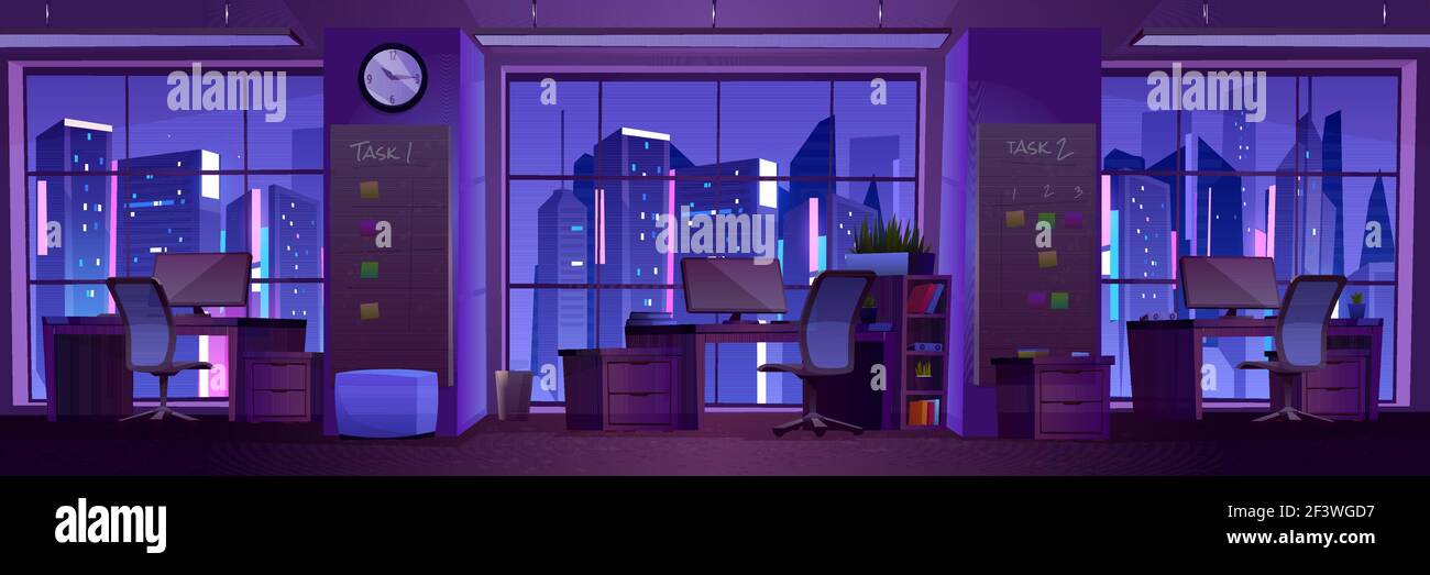 Empty office building by night Stock Vector Images - Alamy