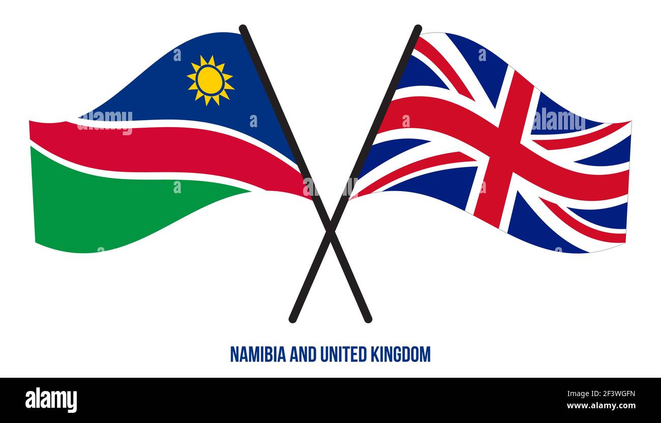 Namibia and United Kingdom Flags Crossed And Waving Flat Style ...