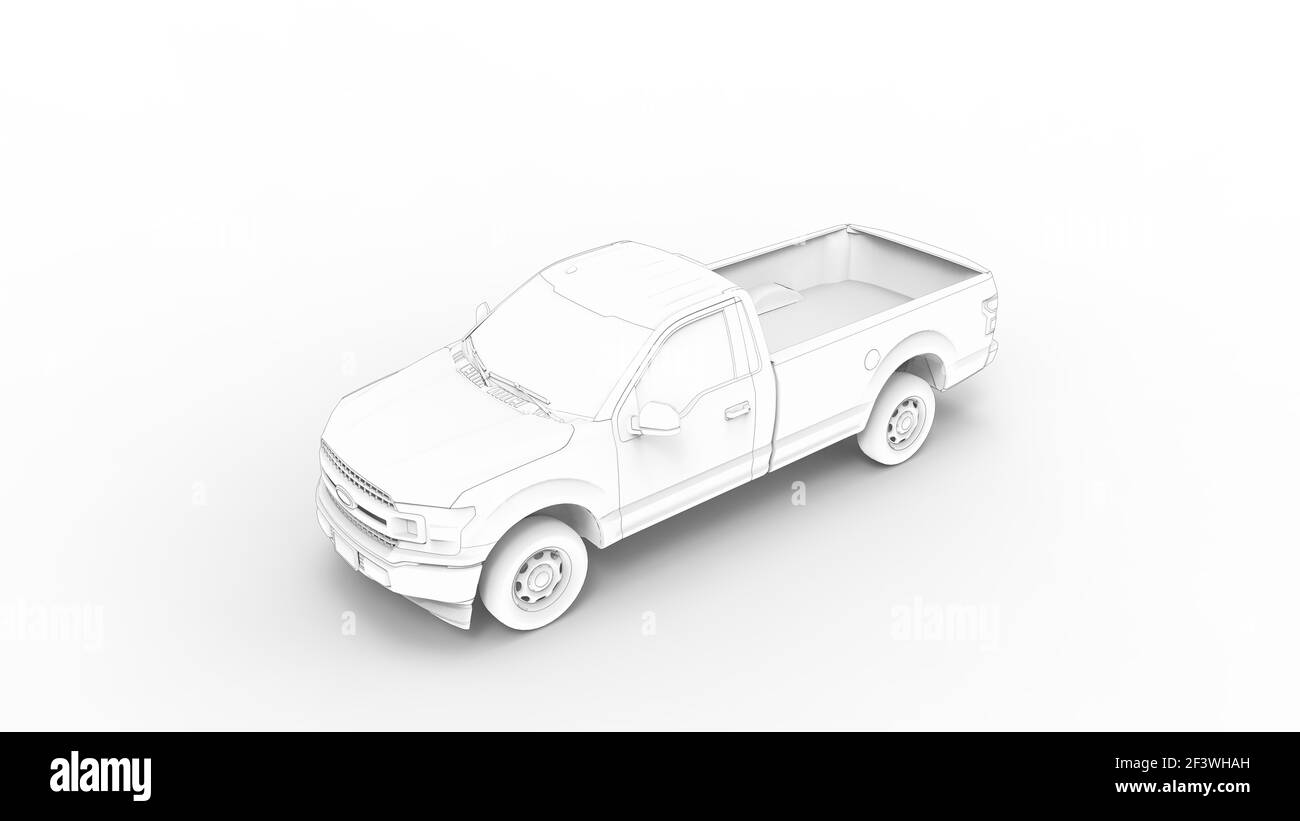 3D rendering of a pick up truck isolated on white background Stock ...