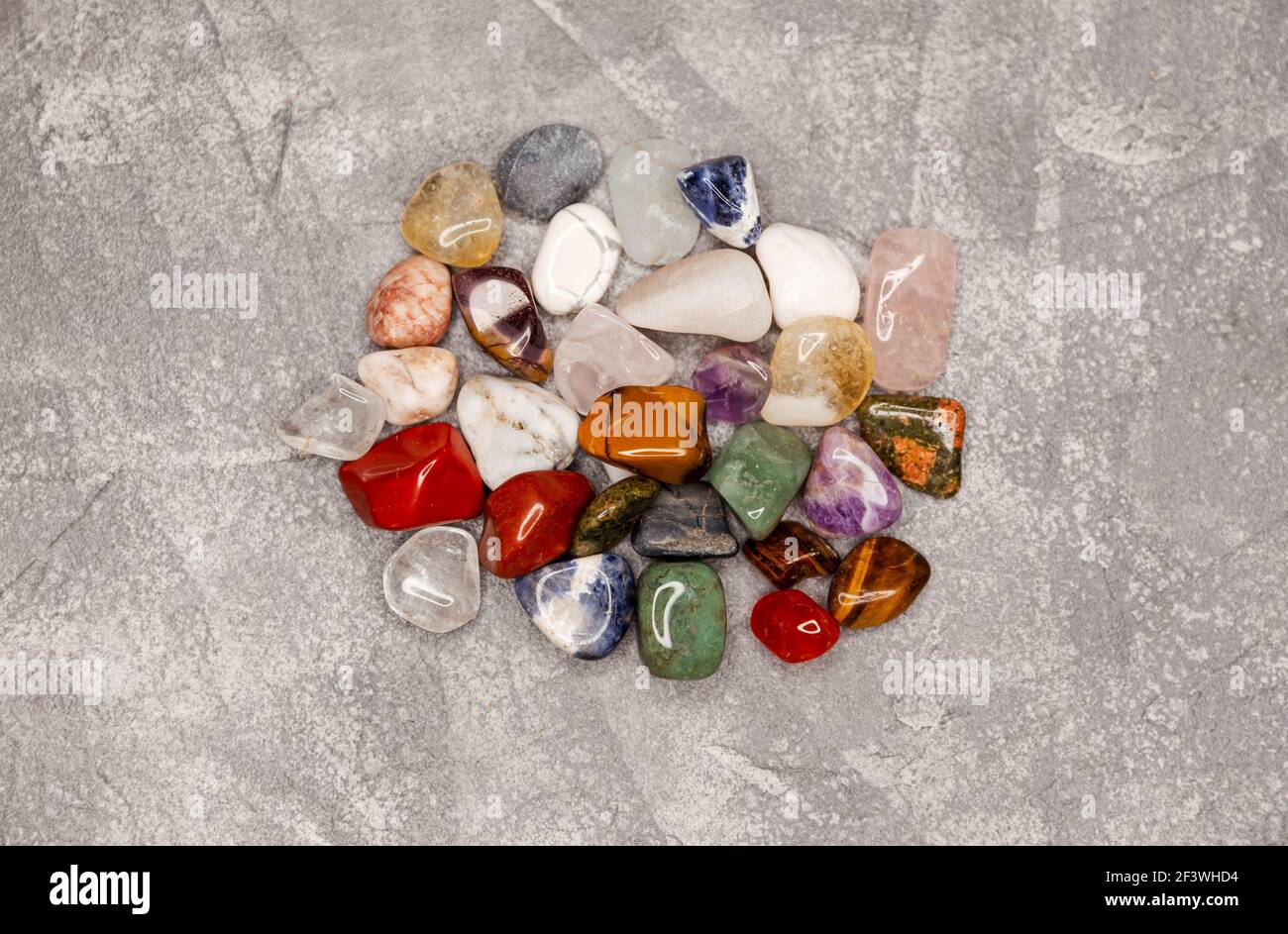 Colorful various mineral stones, gemstone, healing stone collection ...