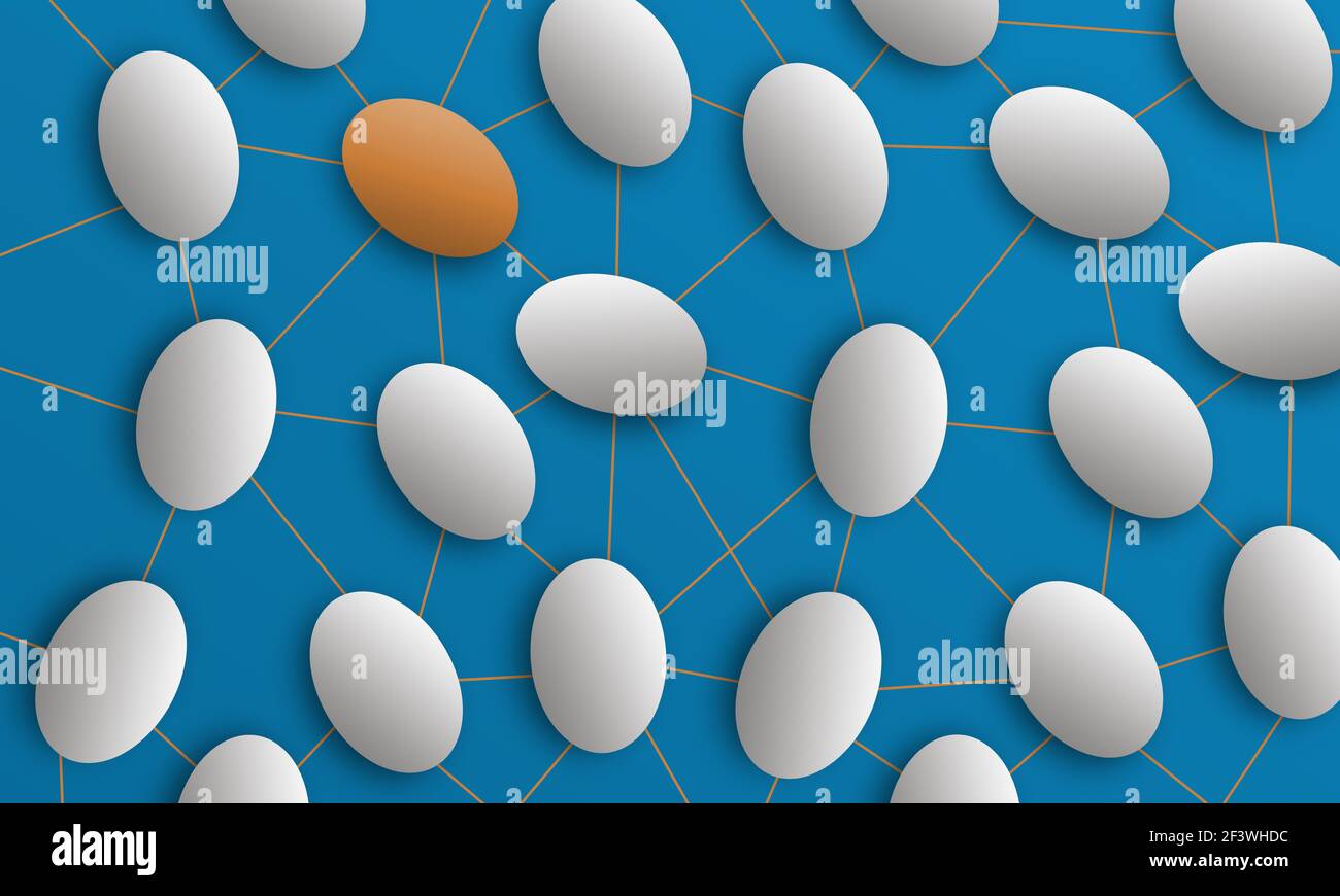 Eggs network concept. golden egg linking the white crowd eggs ...