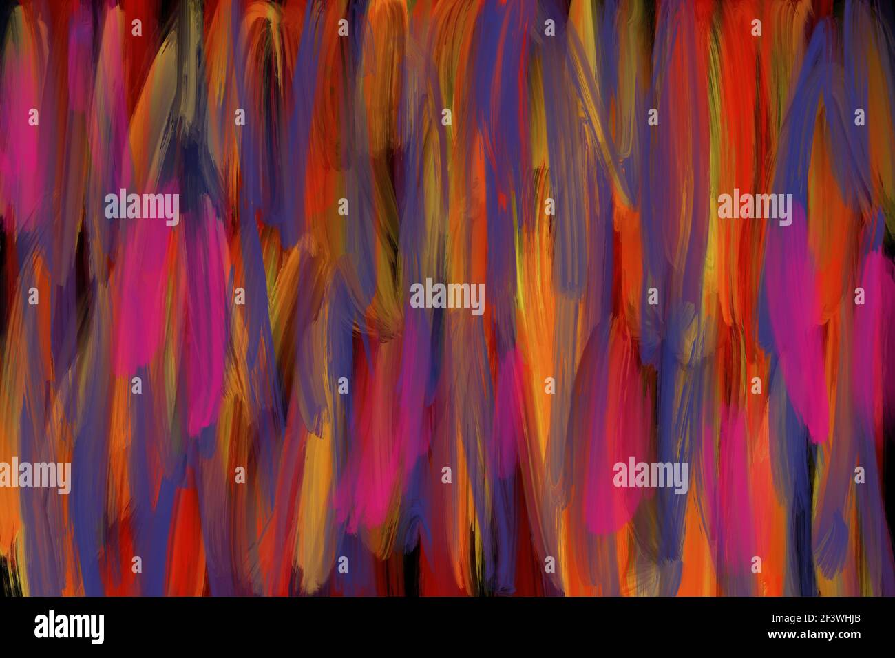 An abstract digital painting created with overlapping multicolored ...