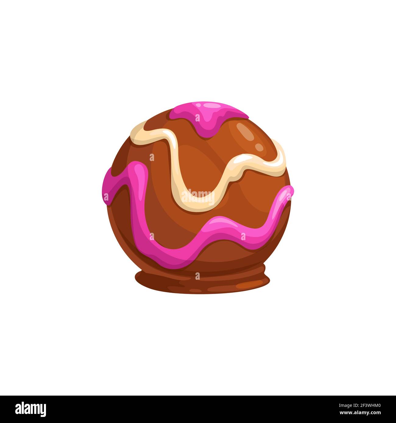 Chocolate candy, sweet dessert praline in caramel, vector isolated icon ...