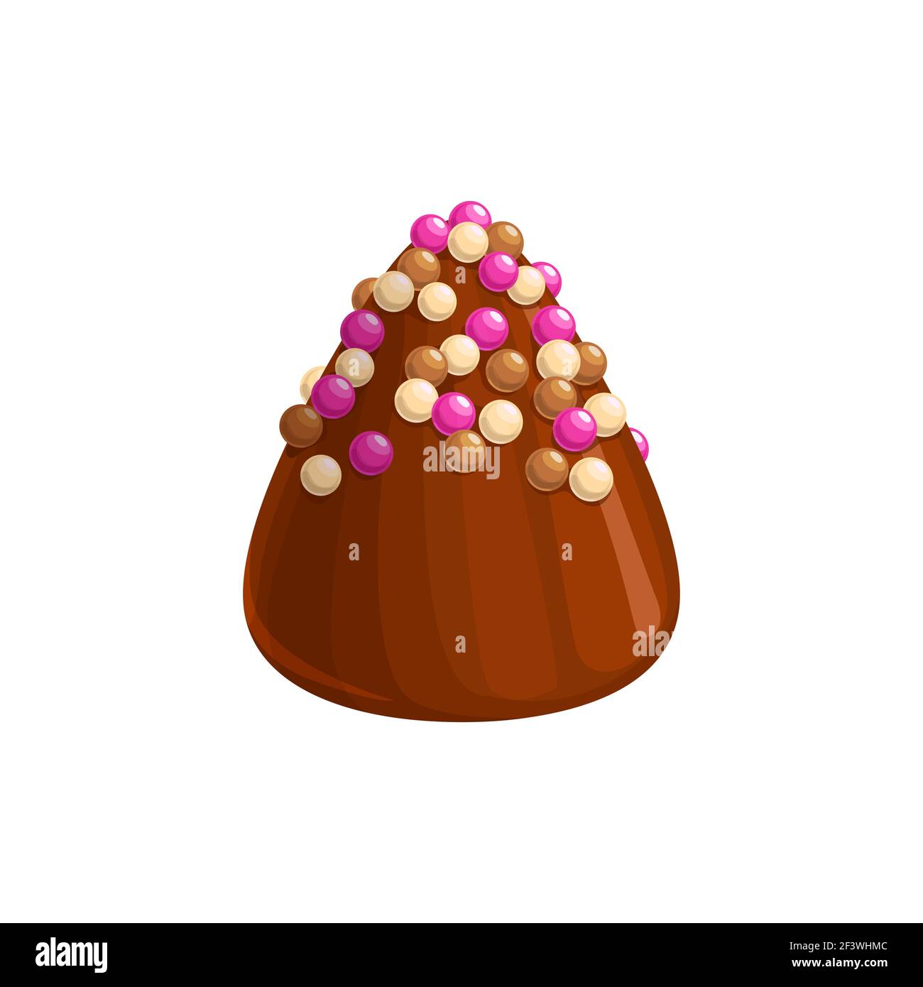 Chocolate candy, sweet dessert truffle praline icon, vector confection ...