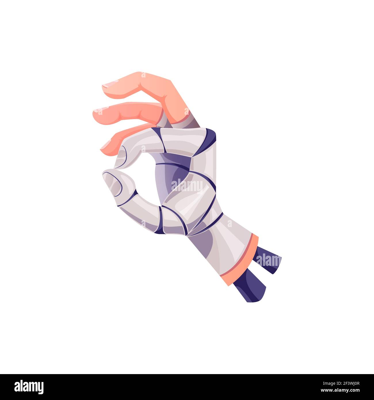 Cyborg hand or robot arm with ok gesture, vector artificial ...