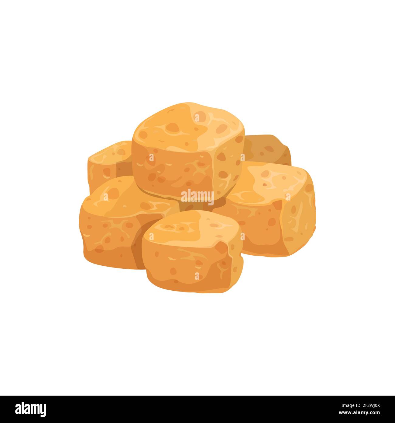 Tofu cheese fried cubes isolated realistic icon. Vector vegetarian ...