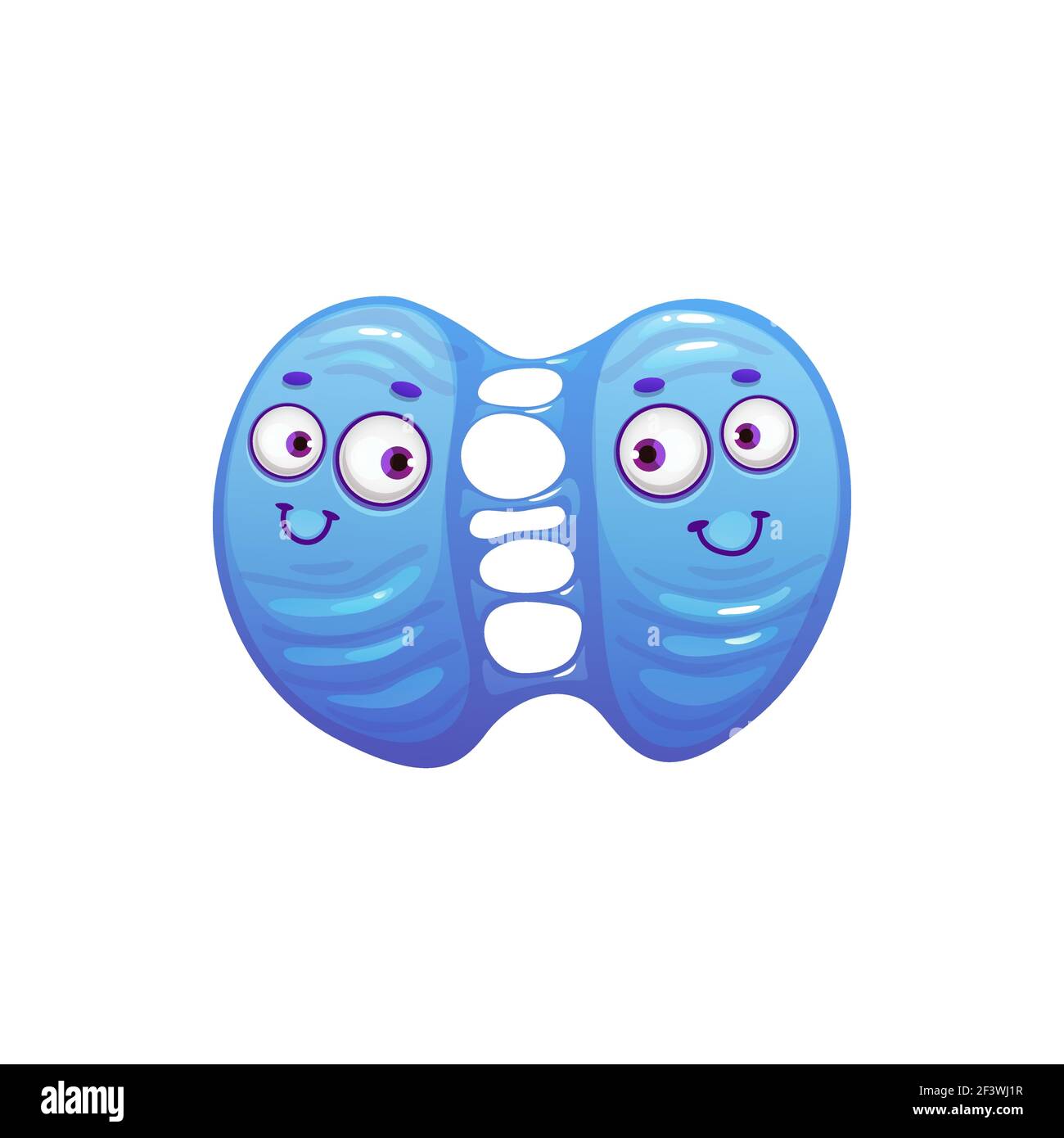 Cartoon virus cell vector icon, cute blue bacteria division process ...