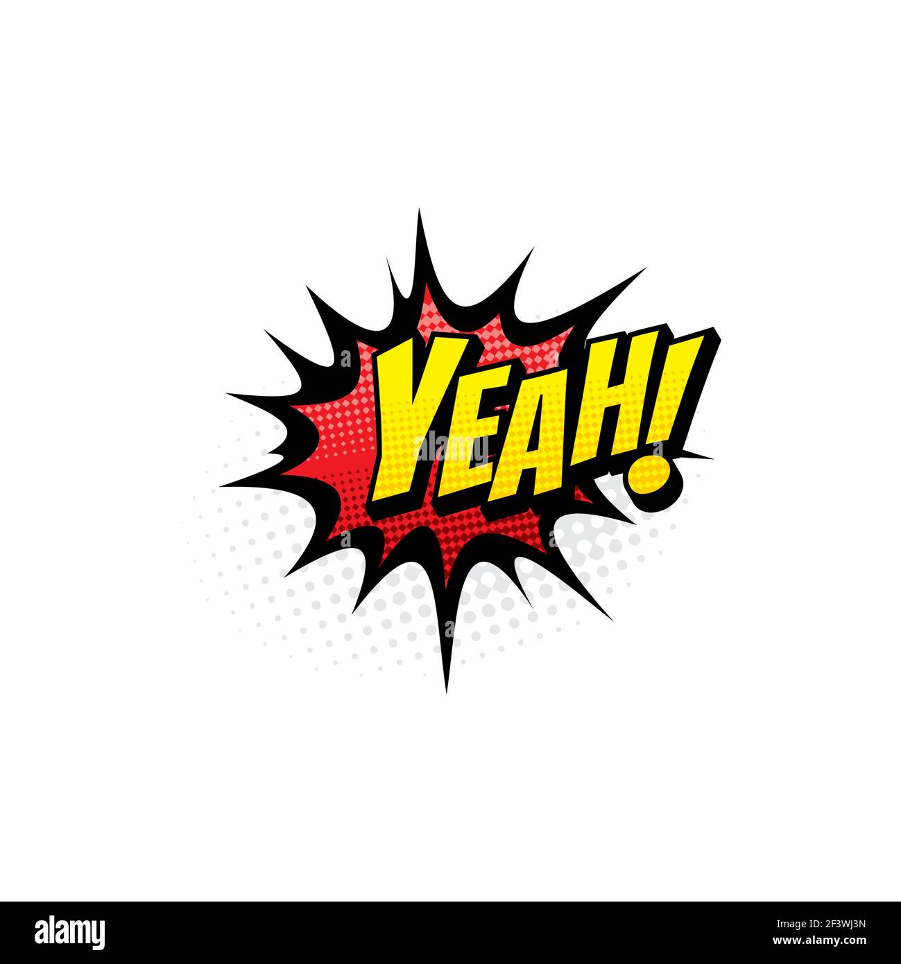 Yeah pop art comic bubble with halftone pattern isolated vector icon ...