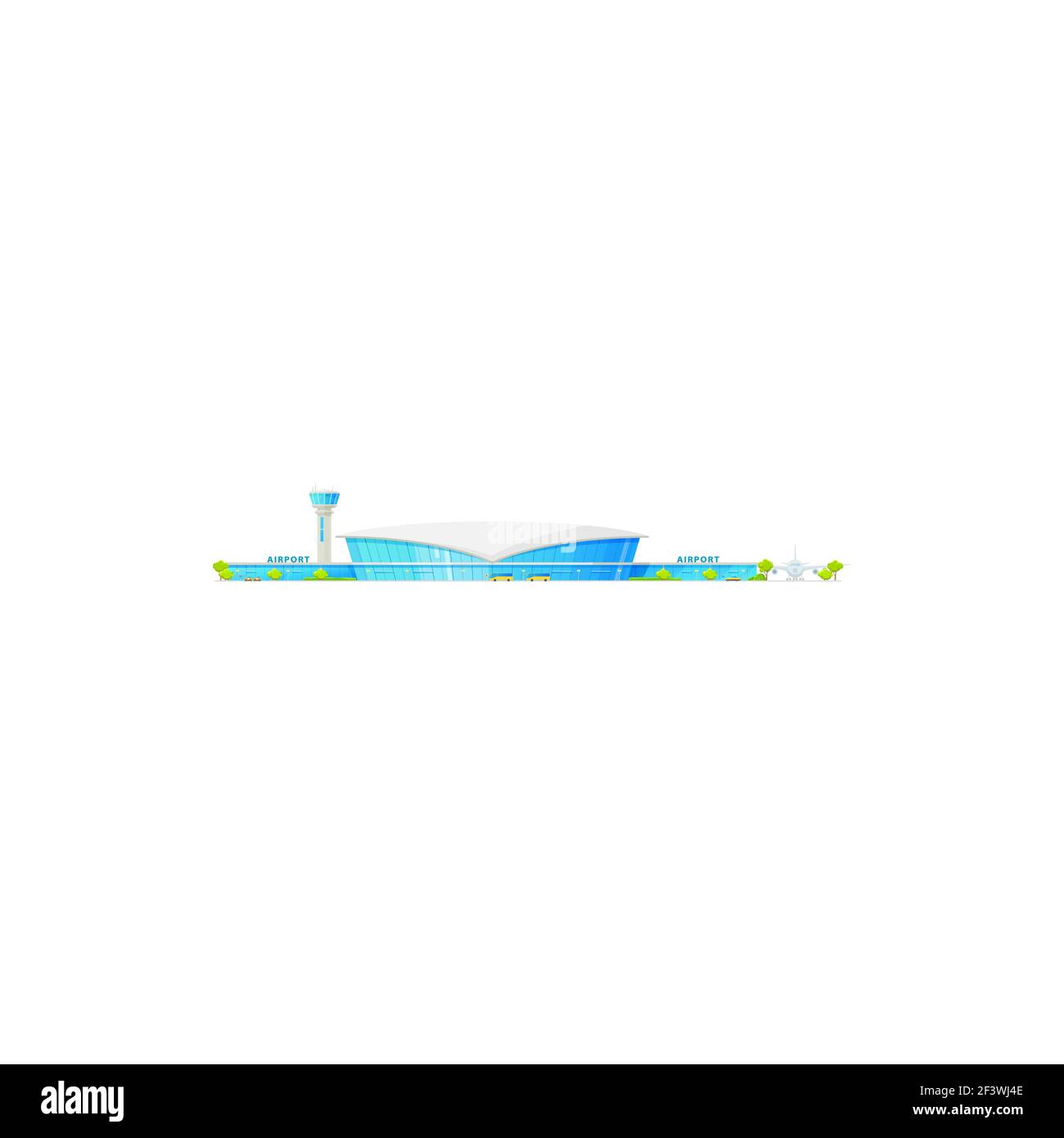 Airport building, terminal, traffic control tower isolated icon. Vector ...
