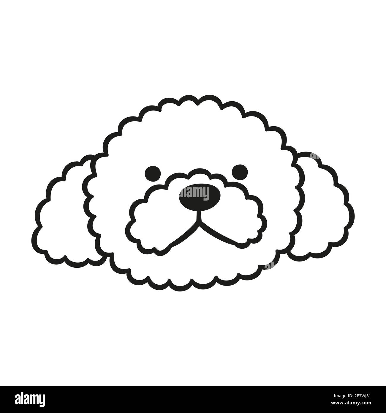 Cute Poodle face. Dog head icon. Hand drawn isolated vector ...