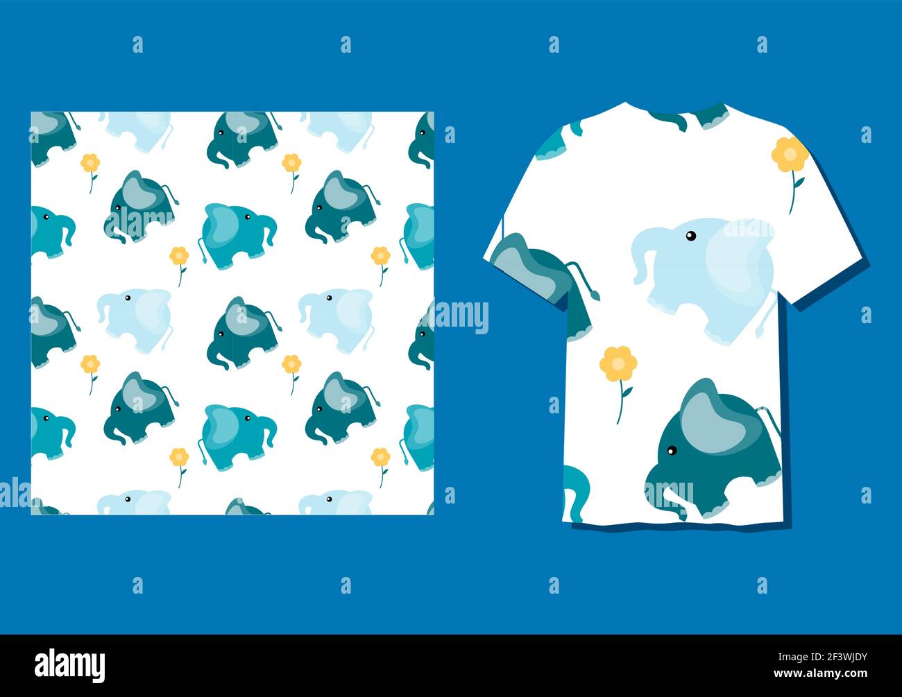 Cute Character Elephant Animal Seamless Patterns Can Be Used as Designs ...