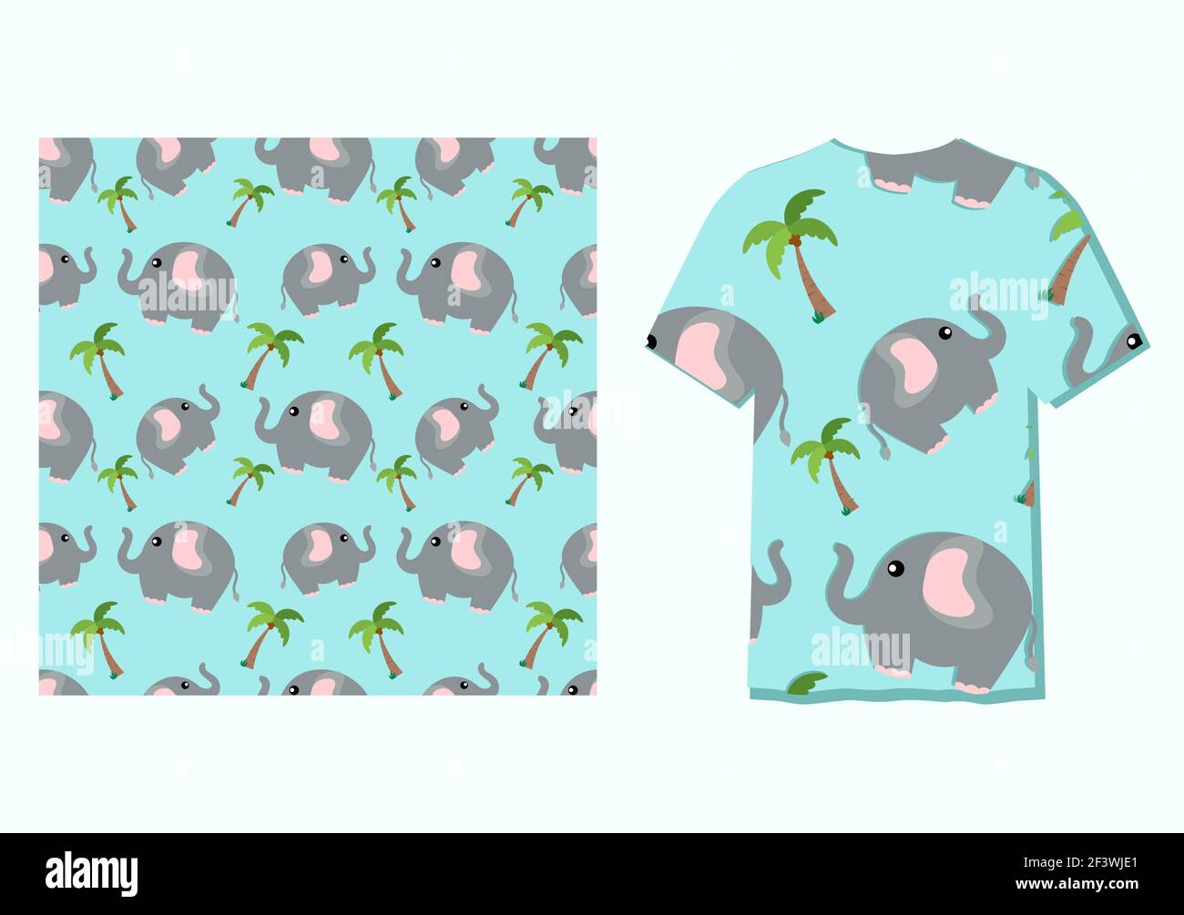 Cute Character Elephant Animal Seamless Patterns Can Be Used as Designs ...