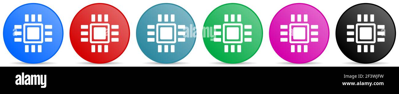 Circuit, technology, chip, processor vector icons, set of circle ...
