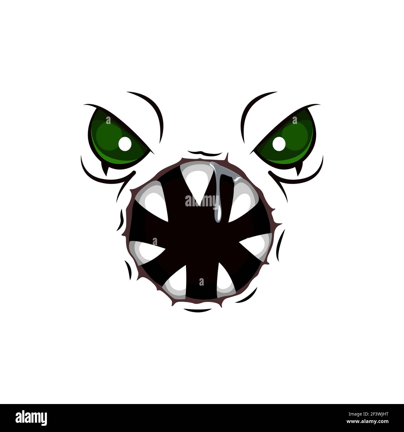 Monster face cartoon vector icon, creepy creature, emotion with angry ...