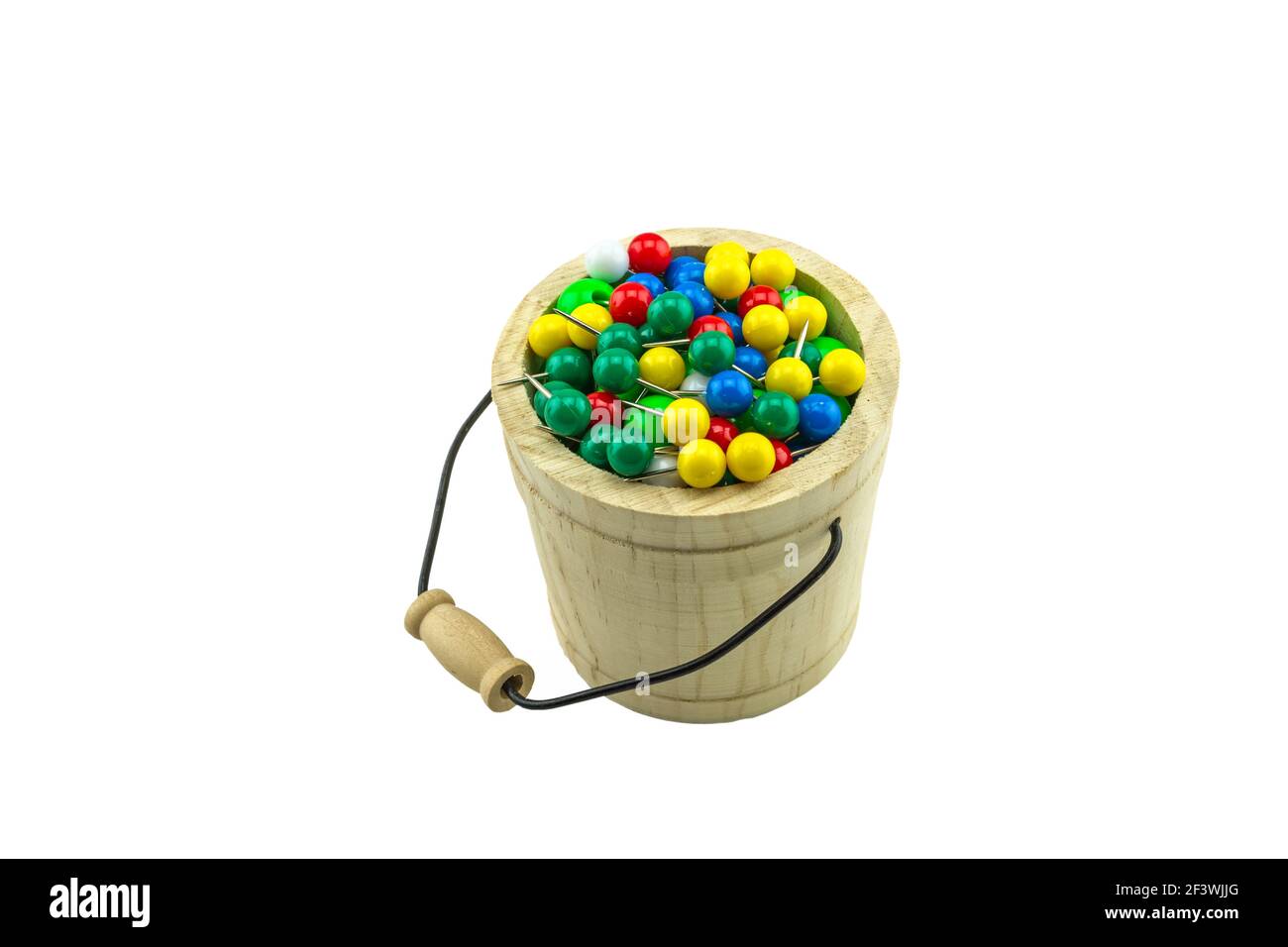 Colorful pin in wooden casks on white background.Saved with clipping ...