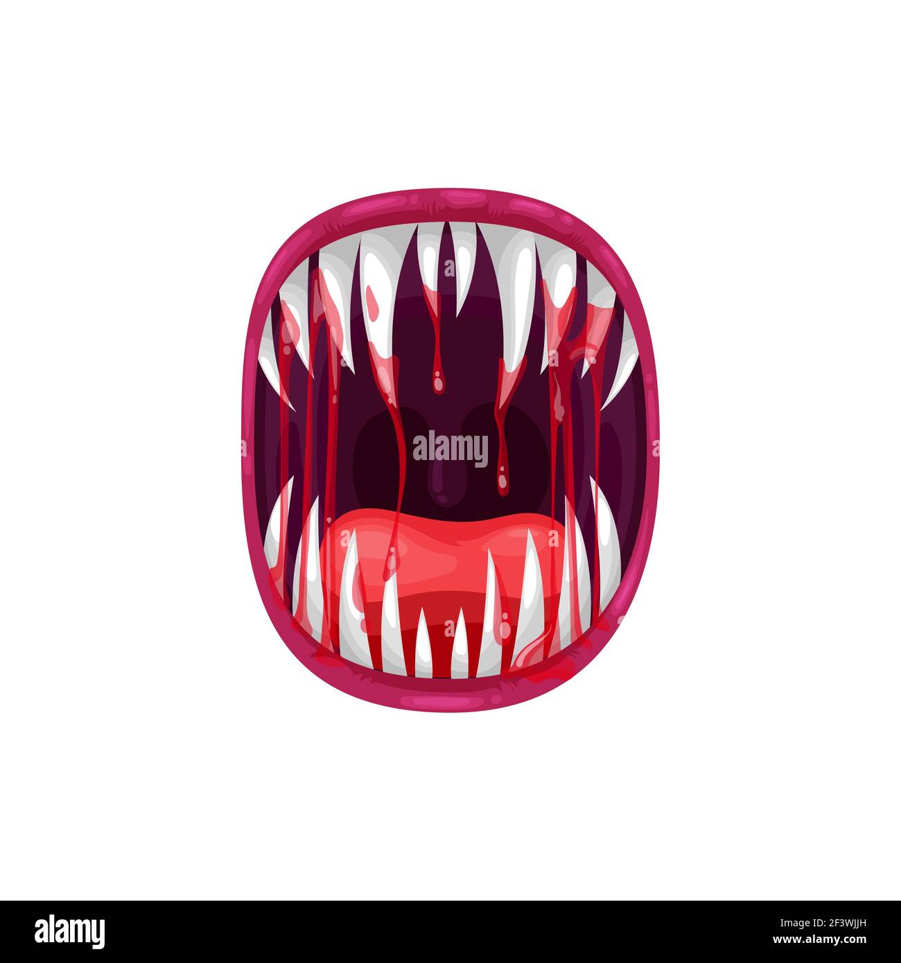 Monster mouth vector icon, creepy yelling alien beast jaws with sharp ...