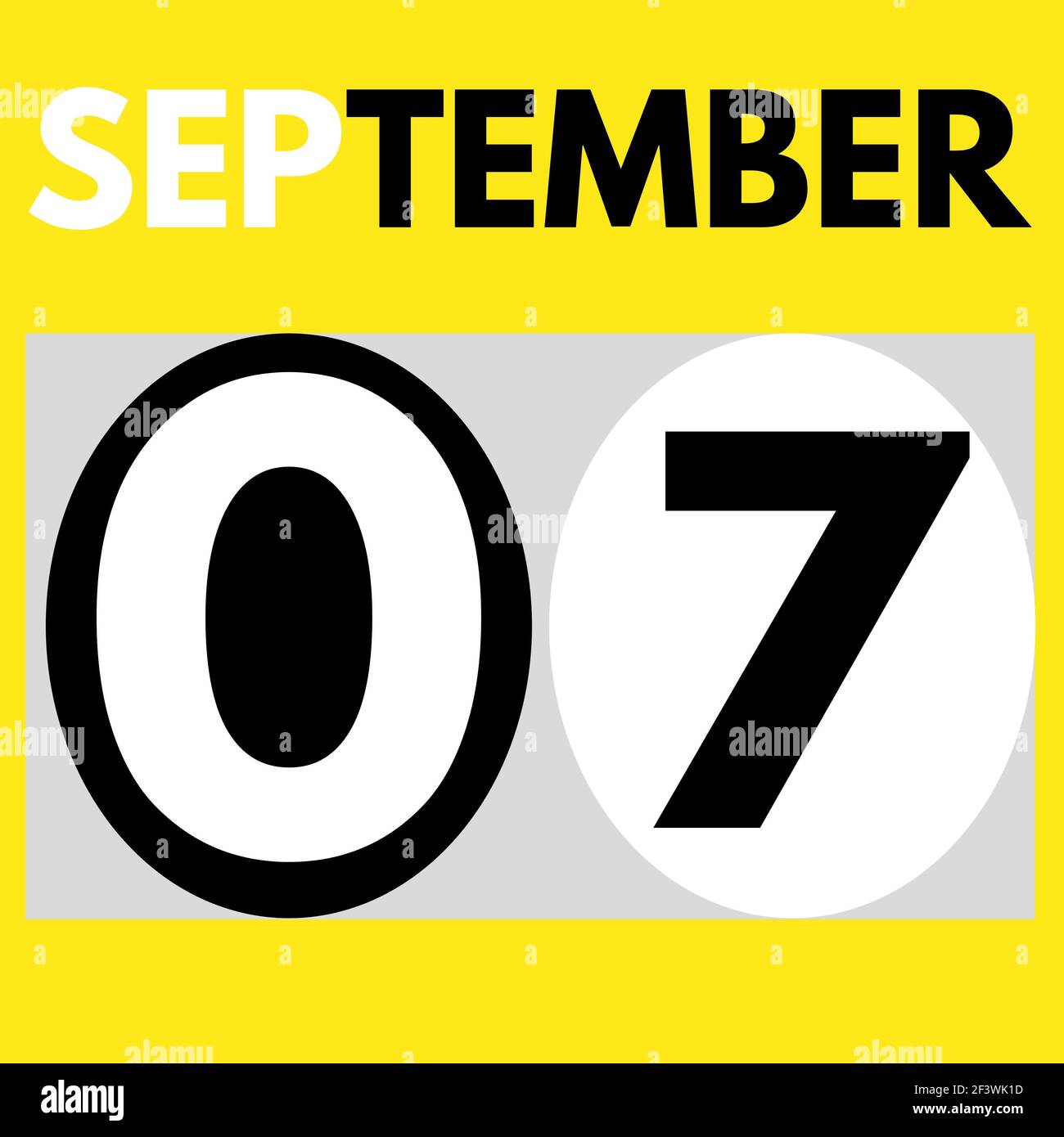 September 7 . Modern daily calendar icon .date ,day, month .calendar ...