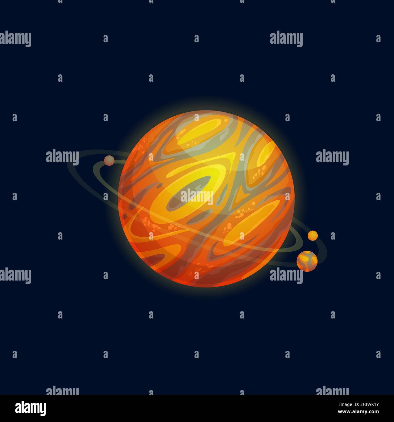 Martians world, fantastic mystery globe of orange color and flying ...