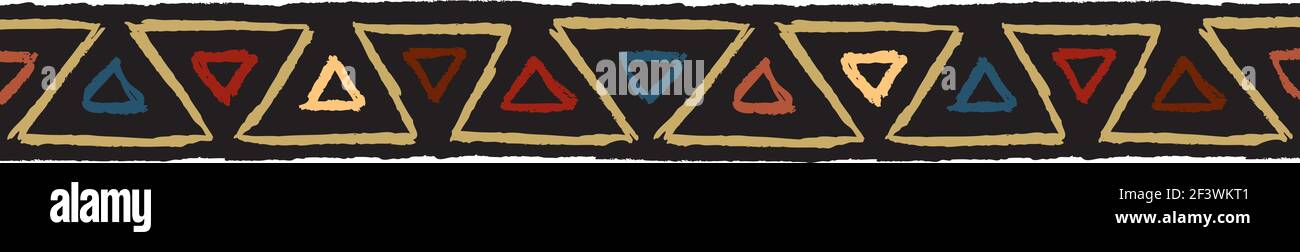 Linear border made in tribal style, made from hand-drawn drawings Stock ...