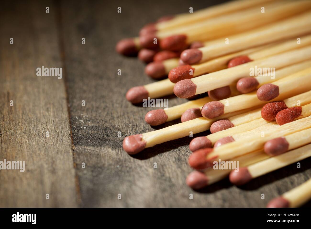 Matches on a wood table Stock Photo - Alamy