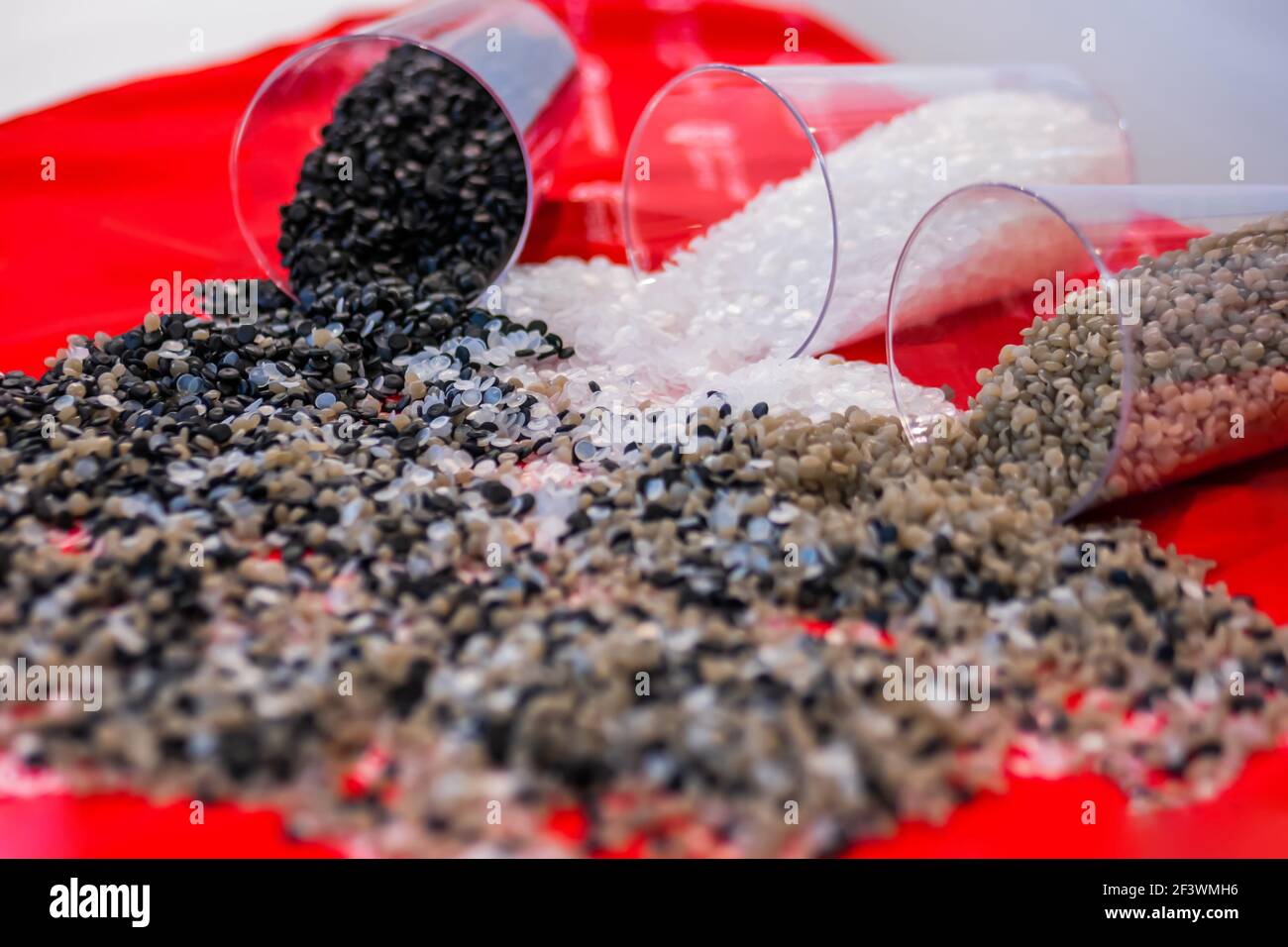 Plastic recycling, renewable resource - heap of secondary polystyrene ...