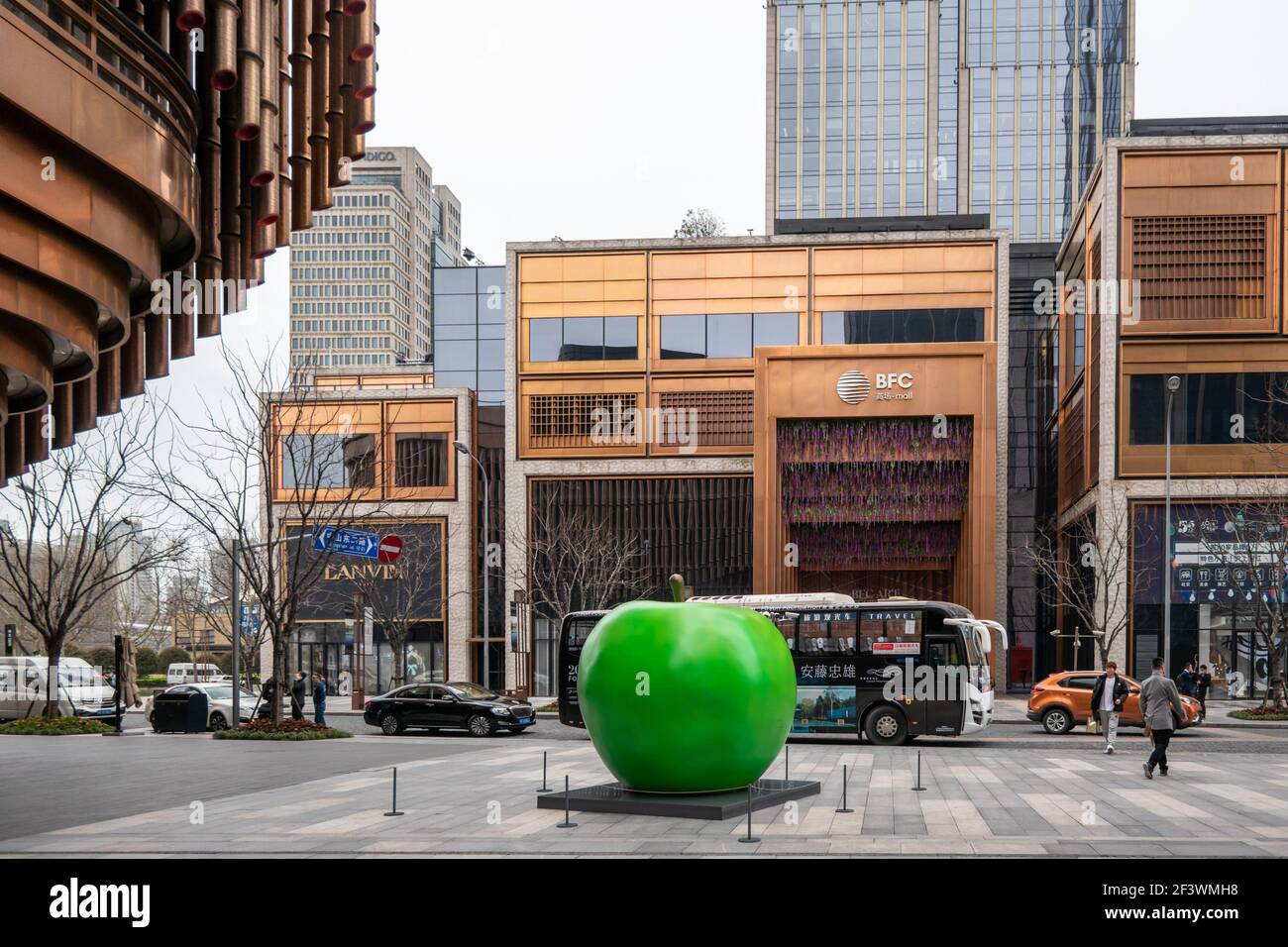 SHANGHAI, CHINA - MARCH 18, 2021 - A "green apple" with a height of ...