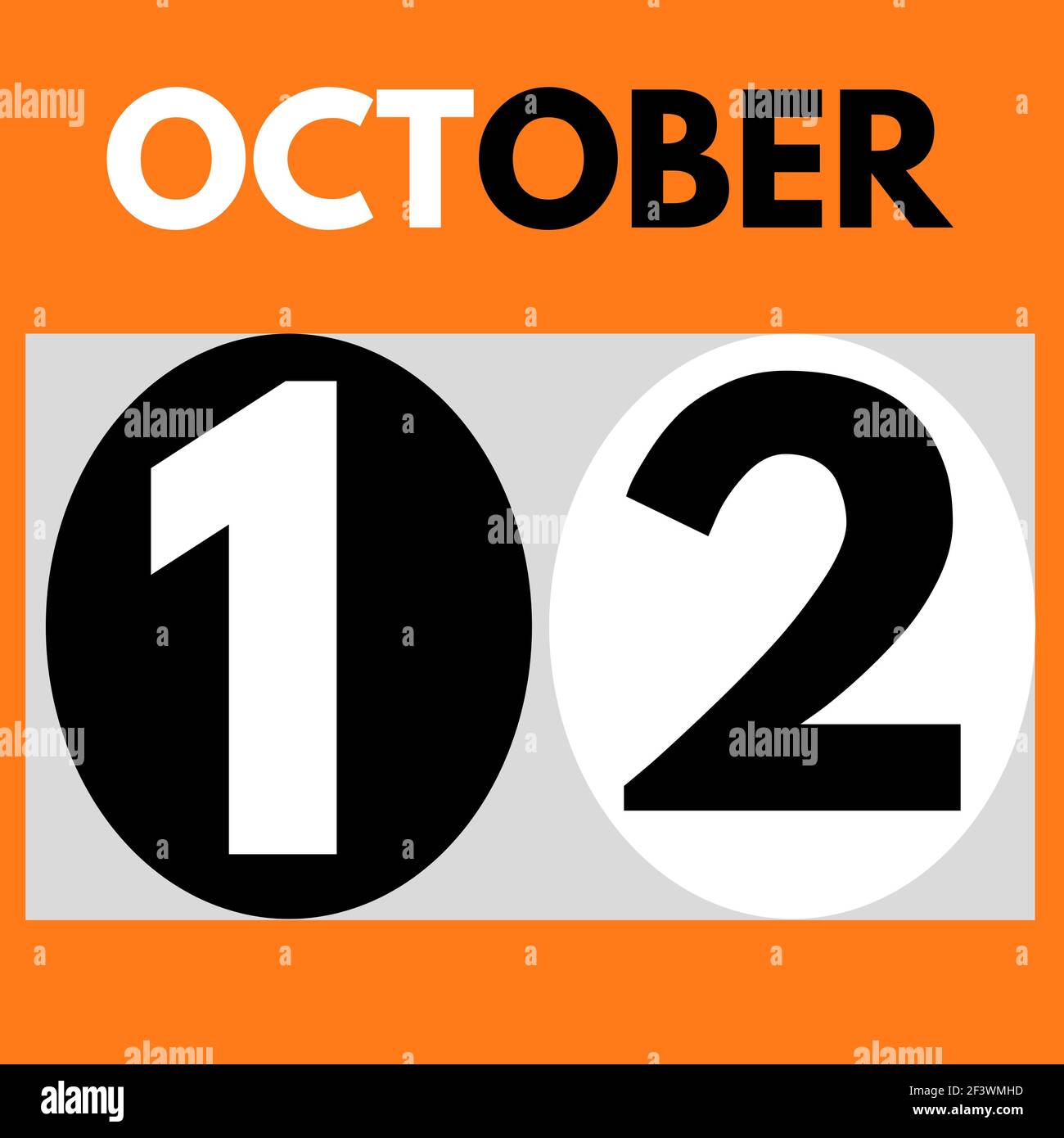 October 12 . Modern daily calendar icon .date ,day, month .calendar for ...