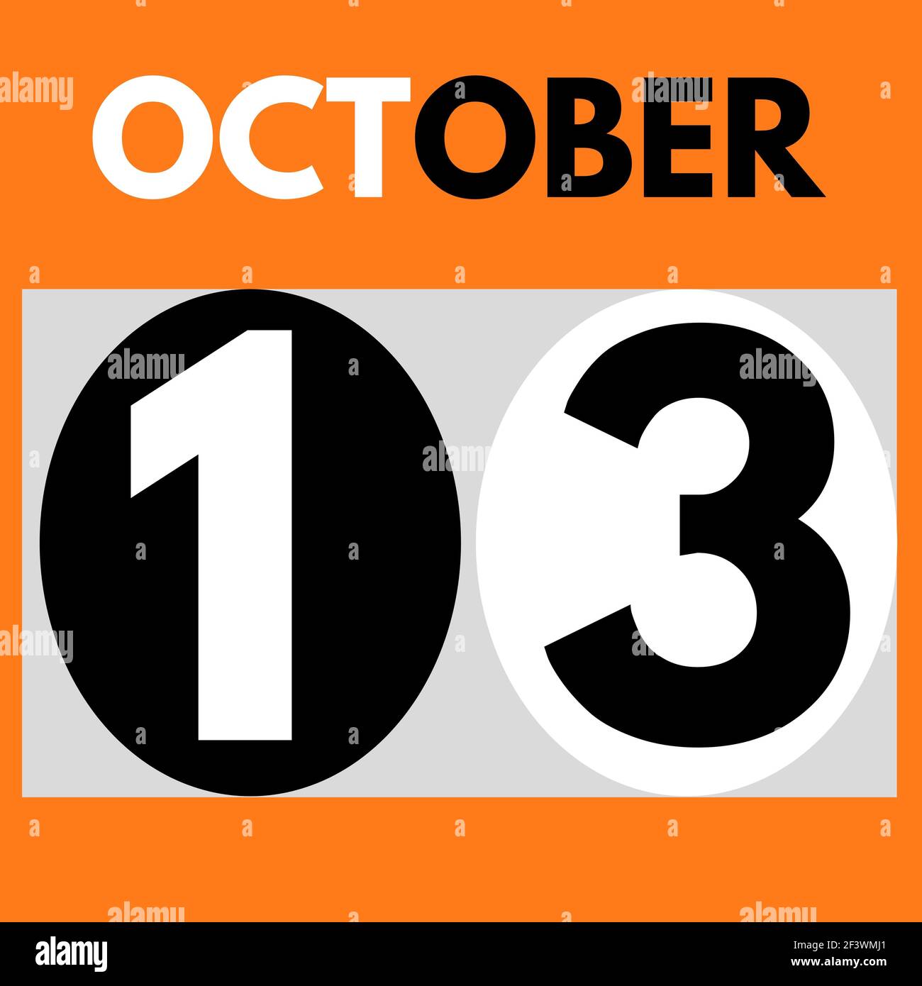 October 13 . Modern daily calendar icon .date ,day, month .calendar for ...