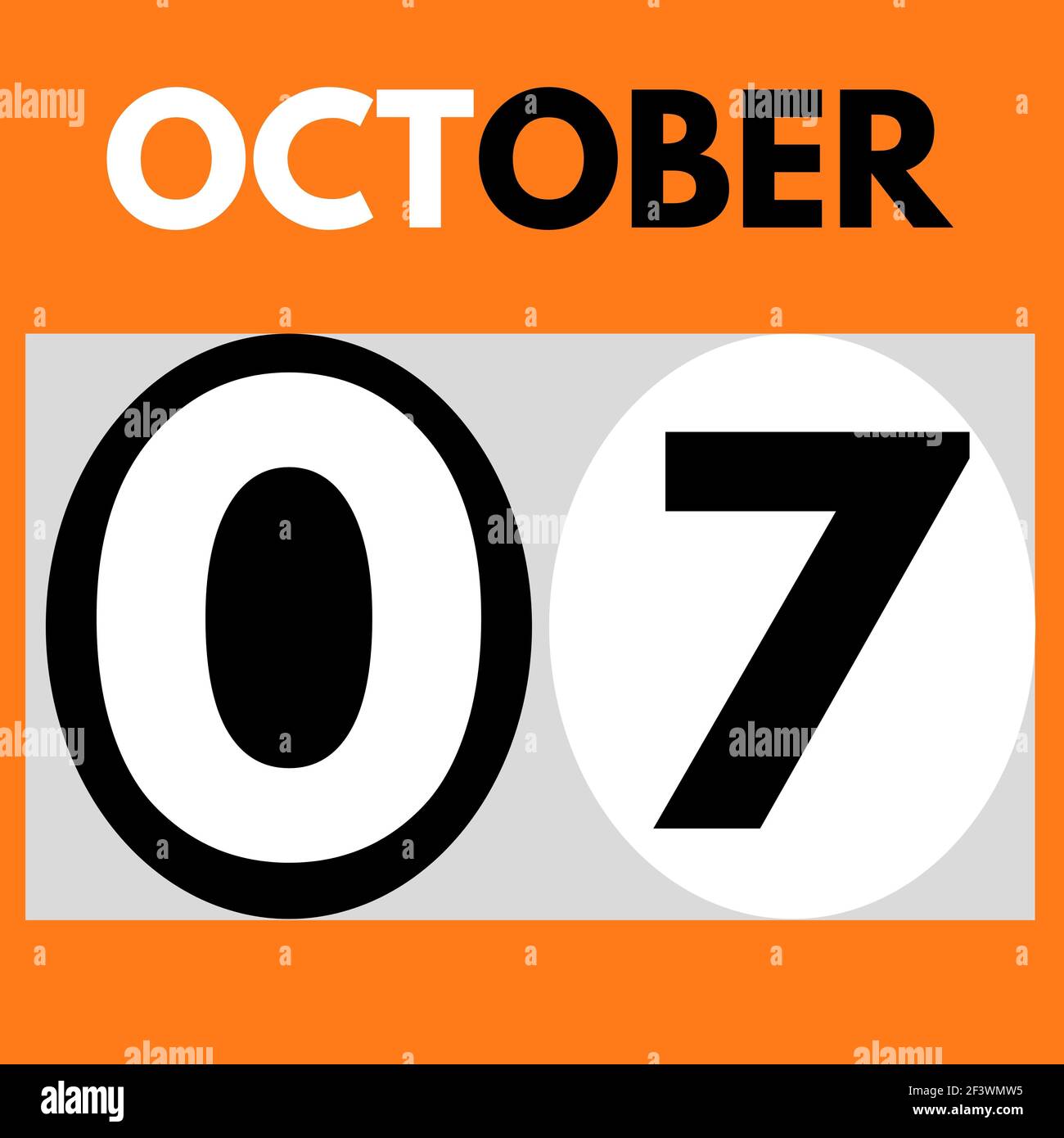 October 7 . Modern daily calendar icon .date ,day, month .calendar for ...
